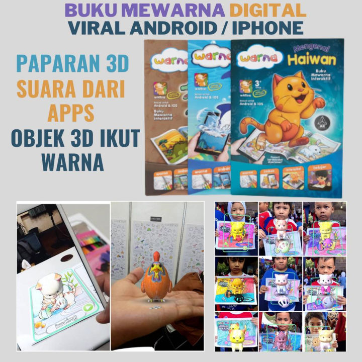 BUKU MEWARNA DIGITAL 3D ANDROID IOS IPHONE KELUAR GAMBAR SEBENAR | Lazada