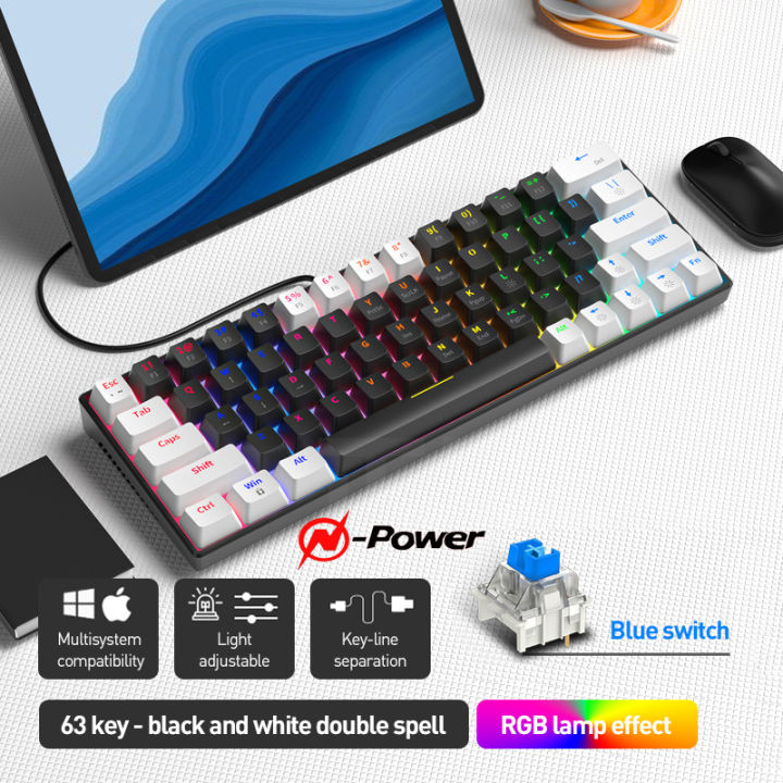 [In Stock] N-Power 63 Key Wired Type-C Mechanical Keyboard Gaming ...