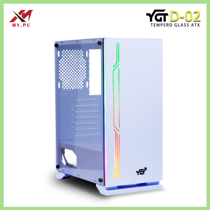 YGT ATX D02 Tempered glass gaming case ATX/Micro-ATX/Mini-ITX white ...