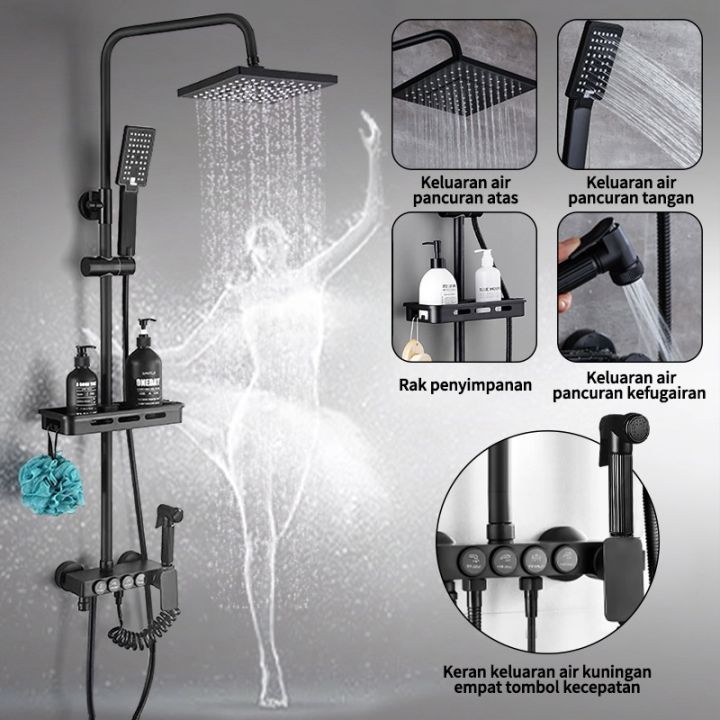 Shower Kamar Mandi 4 Dalam 1 Set Dengan Sprayer Faucet Sprayer / Shower ...