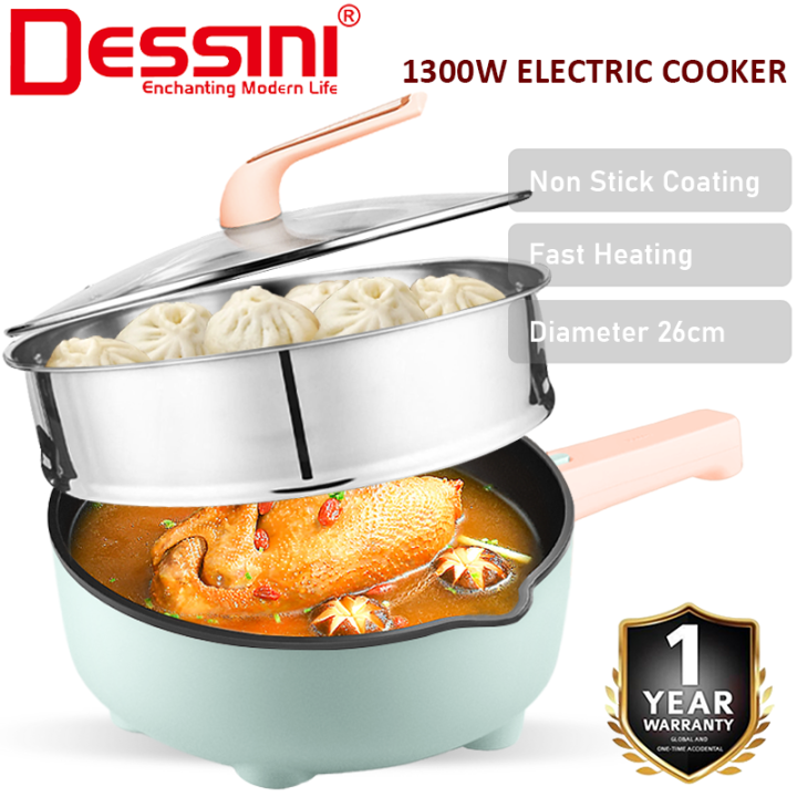 DESSINI ITALY Electric Cooker Steamboat Hot Pot Non Stick Frying Wok ...