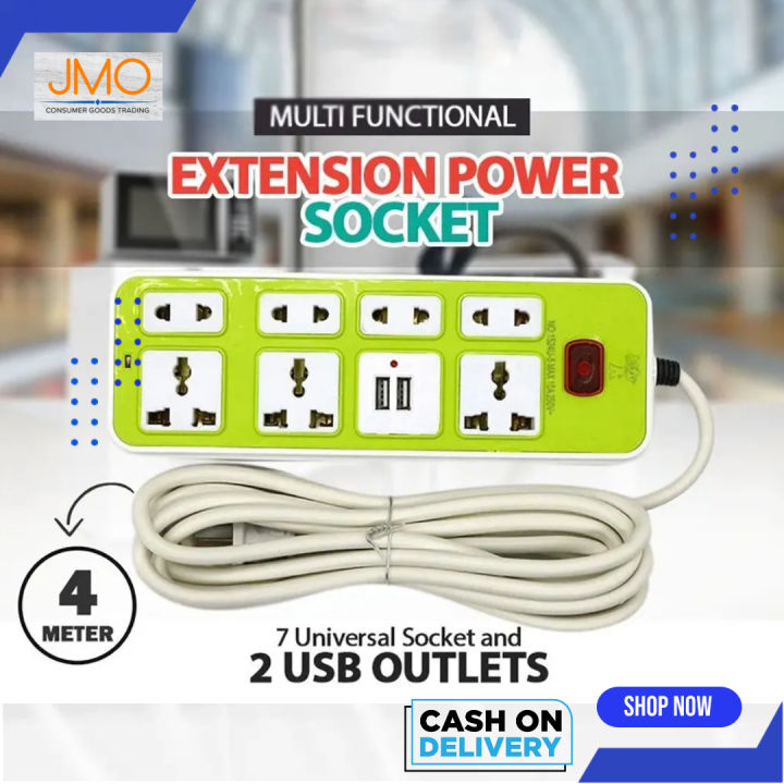JMO Consumer Goods Trading 25A Universal Power Socket USB Extension ...