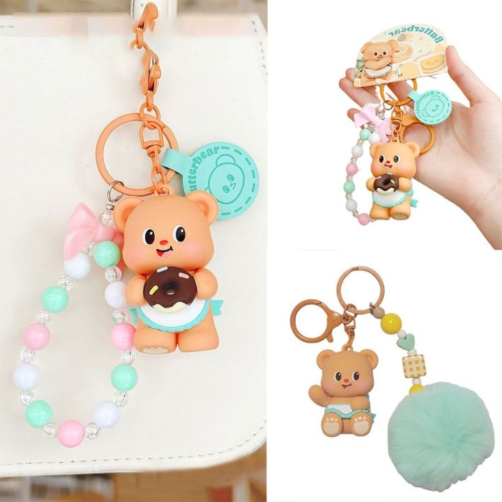 PVC Butter Bear Keychain Gift Toys Bag Charms Cartoon Dolls Pendant ...