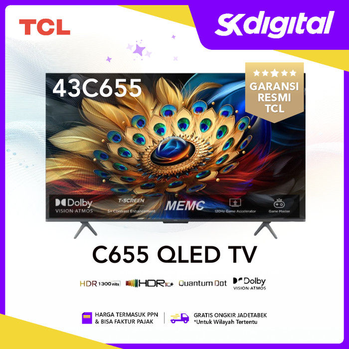 TV TCL 43C655 Qled pro 4K uhd 43 inch smart google tv | Lazada Indonesia
