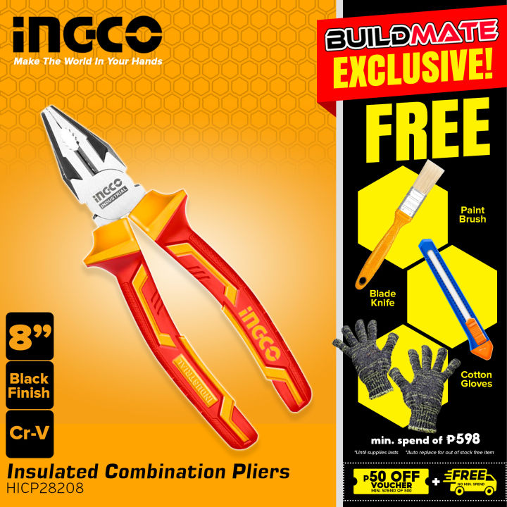 INGCO Insulated Combination Pliers 8" HICP28208 - BUILDMATE - IHT ...