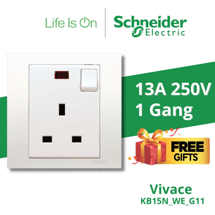 Schneider Electric Vivace Series 13A 250V 1 Gang Switched Socket With ...