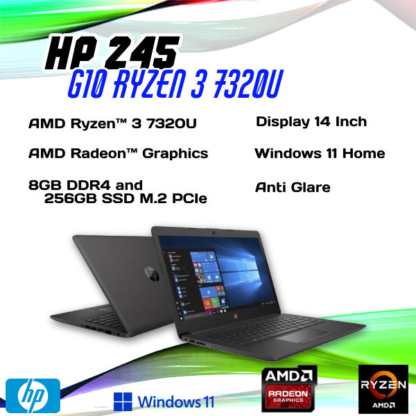 Laptop HP 245 G10 RYZEN 3 7320U 8GB 256GB | Lazada Indonesia