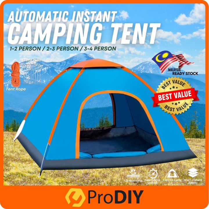PRODIY 1-4 Person Foldable Instant Automatic Open Outdoor Camping Tent ...
