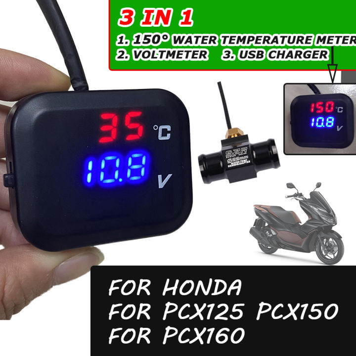 Motorcycle Accessories 3 IN 1 Water Temp Meter Voltmeter Phone USB ...