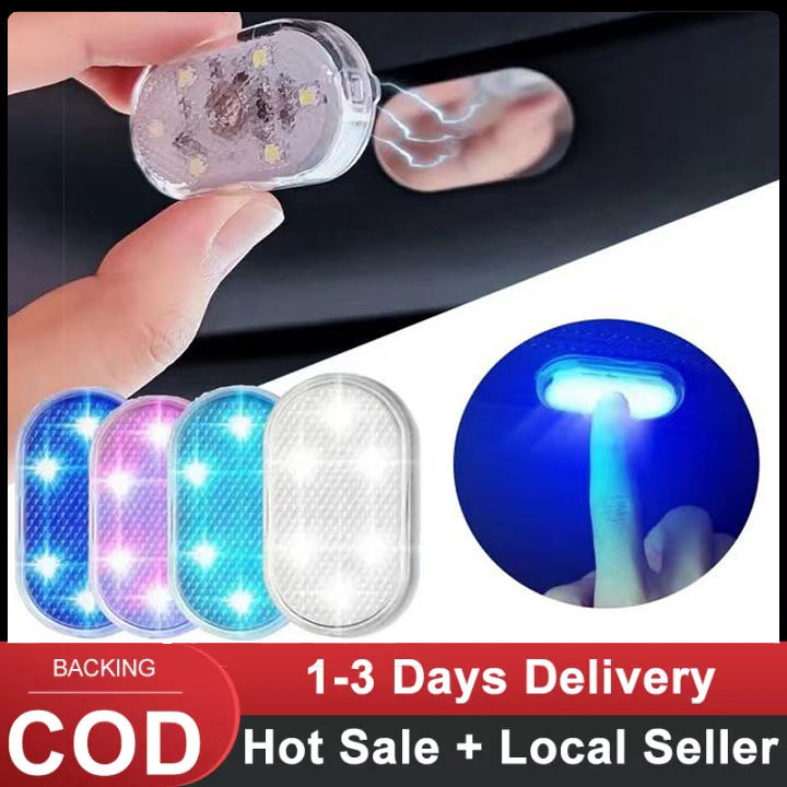 Car Wireless Mini LED Interior Mood Light USB Rechargeable Magnetic ...