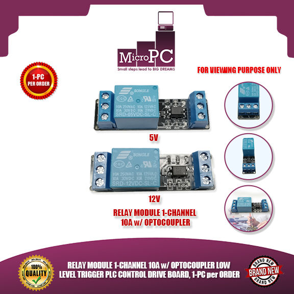 MICRO PC RELAY MODULE 1-CHANNEL 10A w/ OPTOCOUPLER LOW LEVEL TRIGGER PLC CONTROL DRIVE BOARD, 1 ...