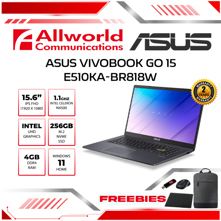 Asus VivoBook Go 15 E510KA-BR818W | Star Black | 15.6" HD | Celeron ...
