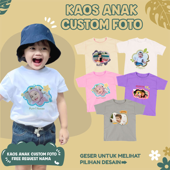 Cetak custom Kaos Anak Cetak foto Sablon Foto Anak usia 1-10Tahun Motif ...