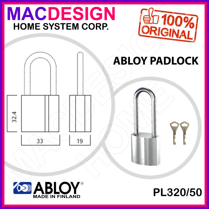 Abloy padlock 320/50 Long shackle, Original Made in Finland MACDESIGN ...