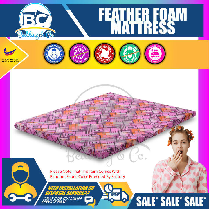 Queen Size 3 Inches Feather Foam Mattress / Tilam Feather Foam ( Random Fabric Colour ) | Lazada