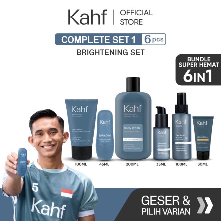 Kahf Paket Complete Set 1 (Face Wash + Toner + Serum + Sunscreen ...