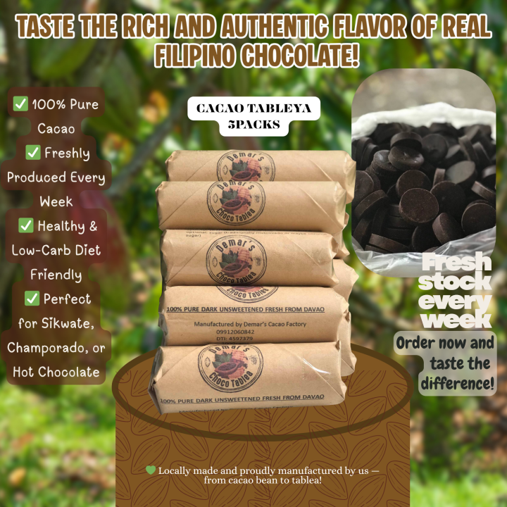 5 PACKS BUNDLE | 50 Pieces |Demars Pure Cacao TABLEYA from DAVAO ...