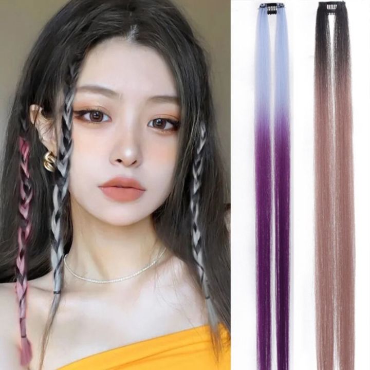 POXIA Fluffy High quality Pink Rainbow Highlight Hair Accessories Clip ...