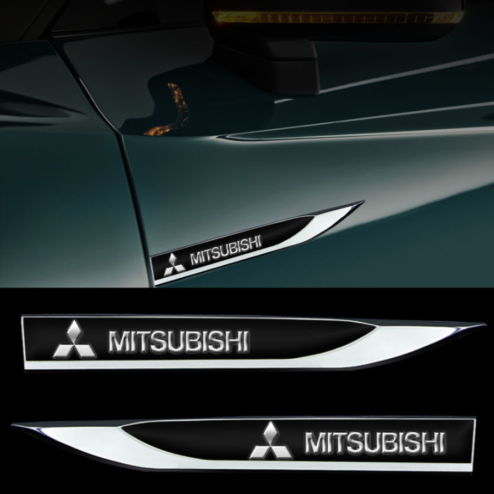 2Pcs Metal Car Sticker Fender Side Blade Badge Decal For Mitsubishi Asx ...
