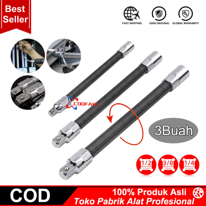COOFARI 4buah Soket Fleksibel Drive 1/4 3/8 1/2 Set Peralatan Tangan ...