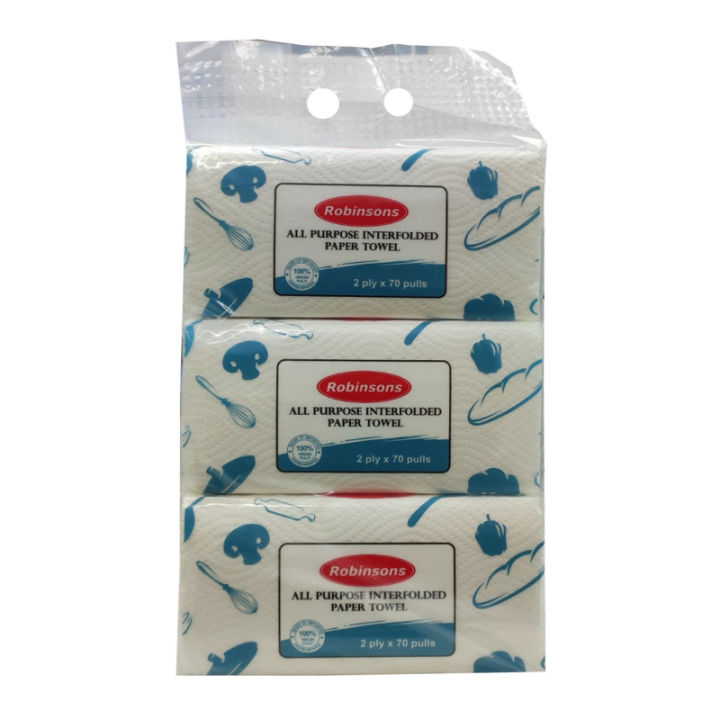 Robinsons All Purpose Interfolded Paper Towel 2-Ply x 70 Pulls 3s ...