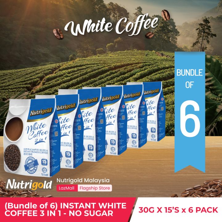 [Bundle of 6] NUTRIGOLD White Coffee 2 in 1 - No Sugar Added (30g x 15 ...