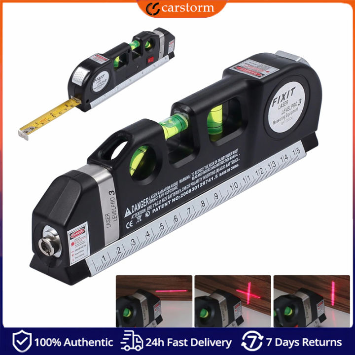 Multi-Purpose Laser Spirit Level with Measure Tape Measuring Ruler ...