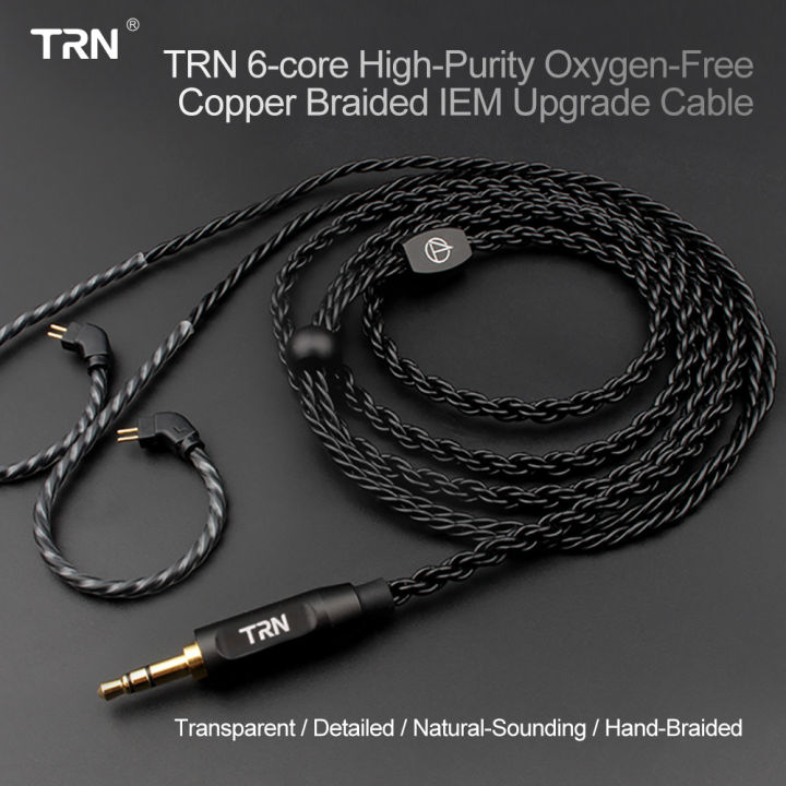 TRN Earphone 6 Core Oxygen-free Copper Braided MMCX Upgrade Cable 0.75 ...