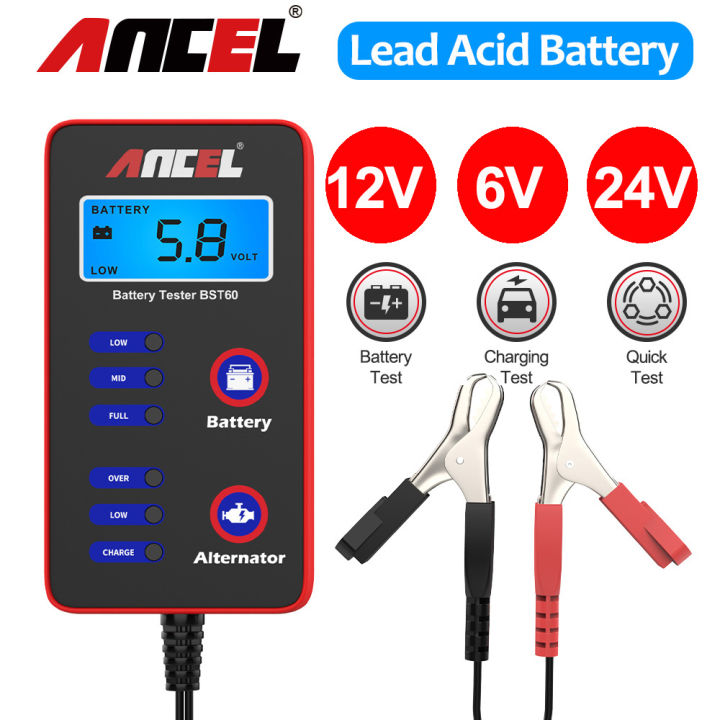 ANCEL BST60 Lead 12V/24V Acid Battery Tester Analyzer Digital with ...