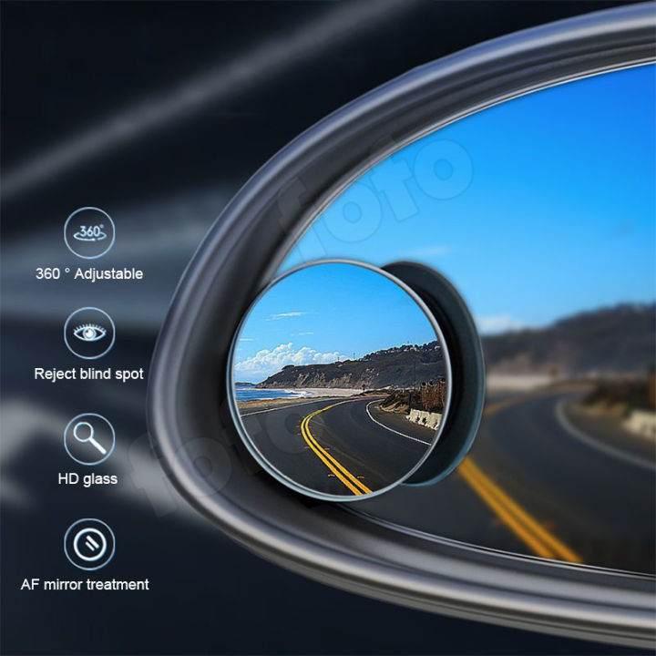 1 Pair 360 Degree Adjustable Car Rearview Convex Mirror for Car Reverse ...