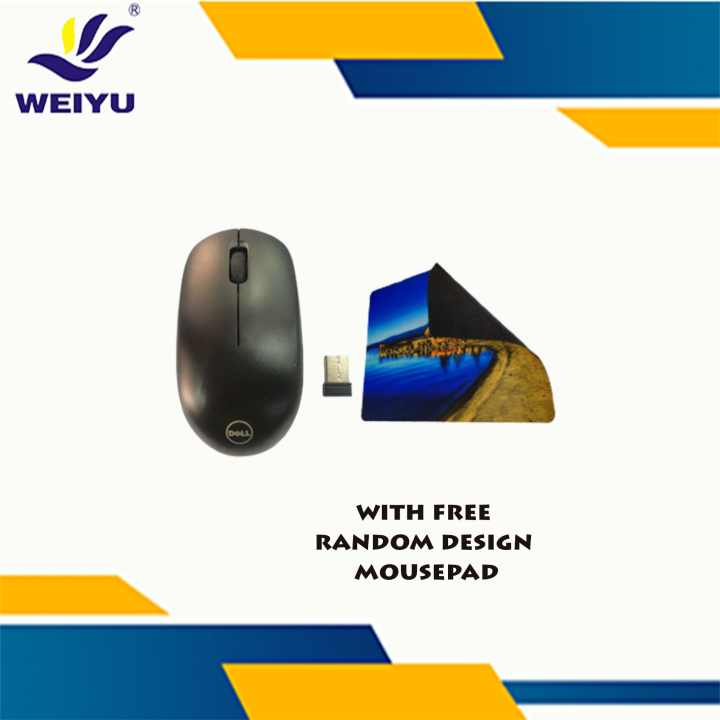 Dell Wireless Optical Mouse Office Computer Black + Free Mousepad ...