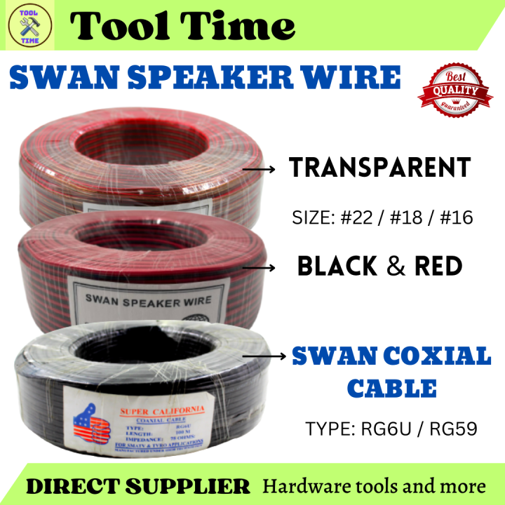 100 METERS SWAN SPEAKER WIRE #22, #18, #16 / SWAN COXIAL CABLE RG6U ...