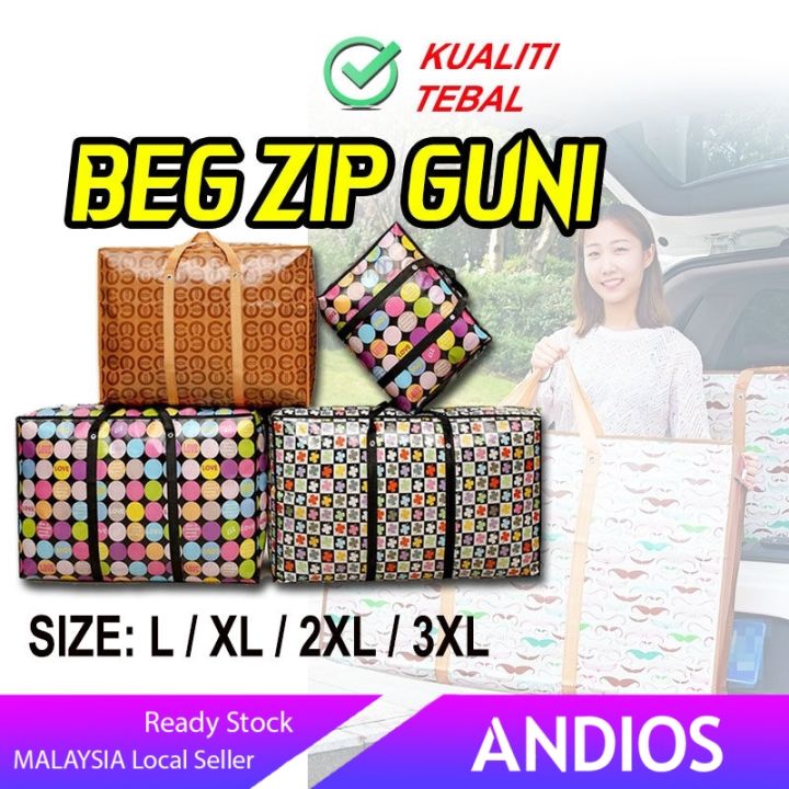 Beg Guni Zip Besar 3XL Tebal Waterproof Large Storage Bag Balik Kampung ...