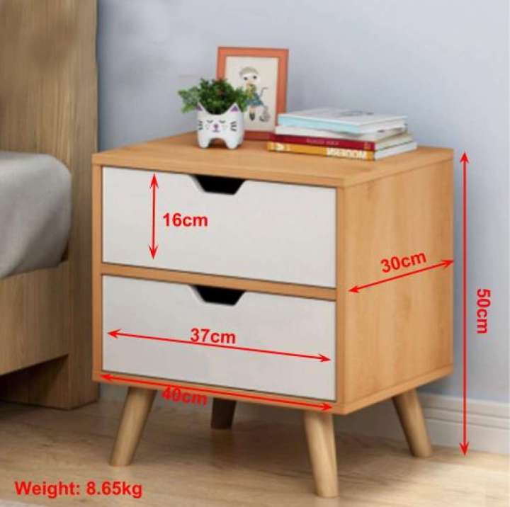 40CM Scandinavian Bedside Table with 2 Drawers / End Table with Drawers / Bedside Cabinet with ...