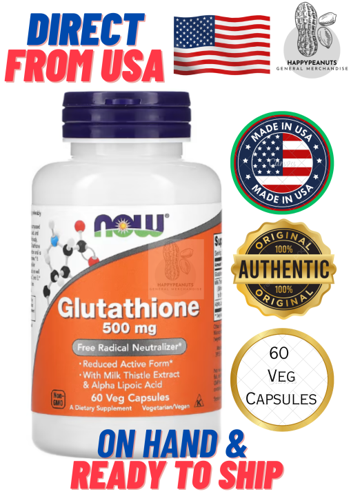 NOW Glutathione with Milk Thistle and ALA, 500mg, 60 Caps, August 2027 ...