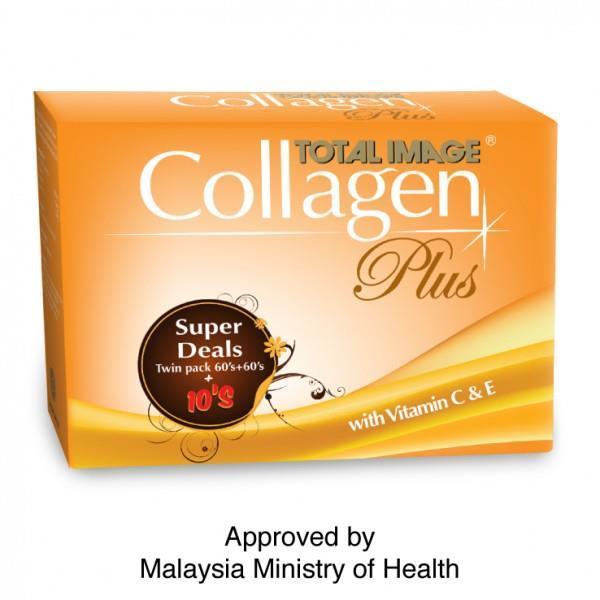 TOTAL IMAGE Collagen Plus with Vitamin C & E 2 x 60 tablets Free 10 ...