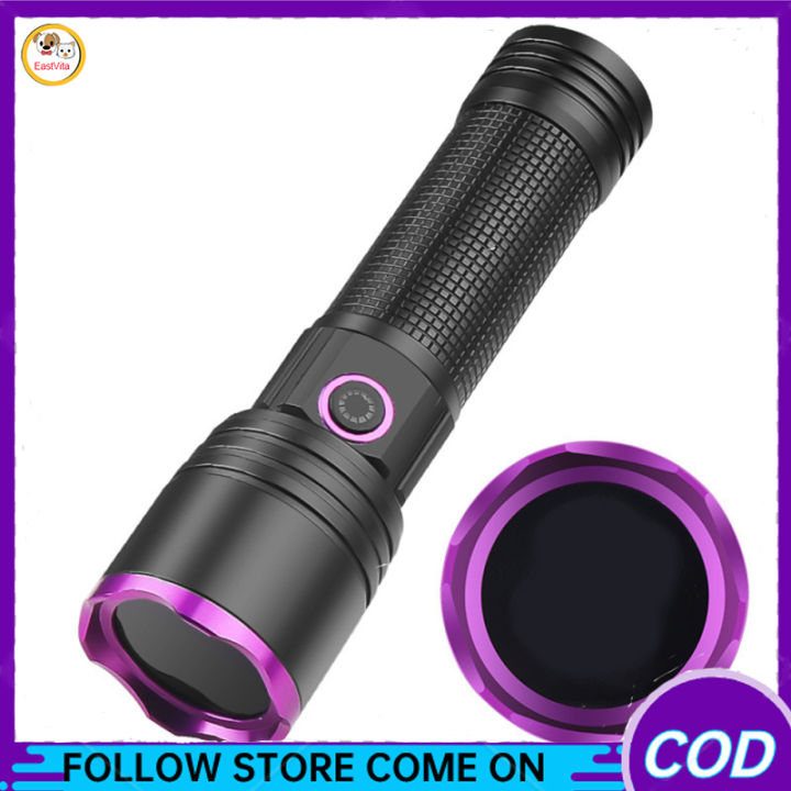 10W 365nm Purple Light Flashlight LED Powerful Flashlights Rechargeable ...