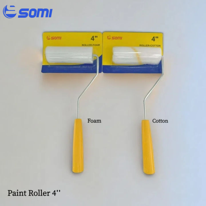 Paint Roller Brush With Handle 4" Cotton/Foam Refill | Lazada PH