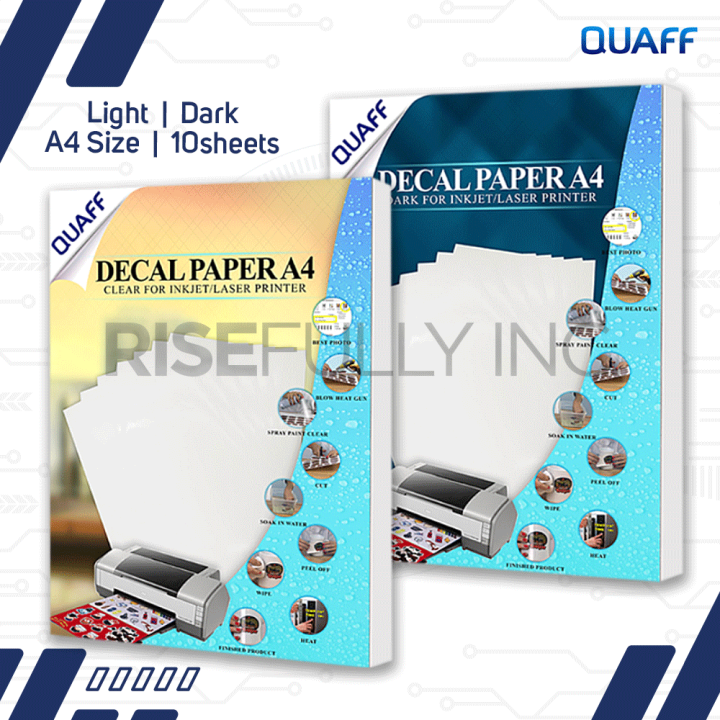 Risefully QUAFF Water Slide Decal for Inkjet Printer Dark / Light (10 ...