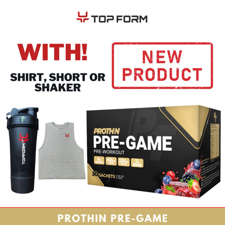 Prothin Pre-Game 300g 30 Sachets With Shirt, Short or Shaker | Lazada PH