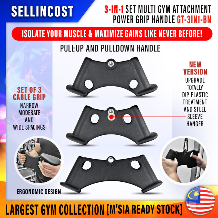 SellinCost 3in1 Power Grip Handle Cable Machine Accessories Lat ...