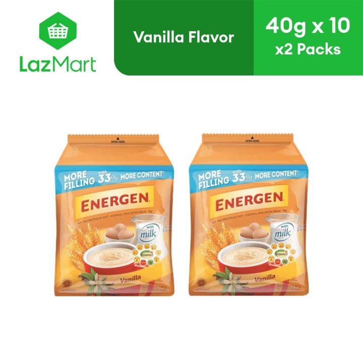 Energen Cereal Oat Mix with Milk - Vanilla Flavor Pouch 40g x 10 sachets - Pack of 2 | Lazada PH