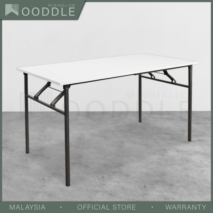 Wooddle 4FT Foldable Banquet Table Melamine Table Top Powder Coat Metal ...