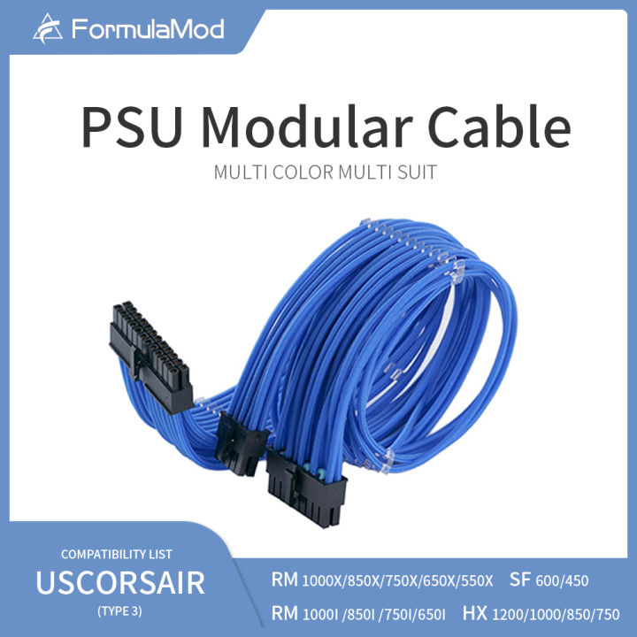 FormulaMod CORSAIR Fully Modular PSU Cable Kit, 18AWG Sleeved, Kit For ...