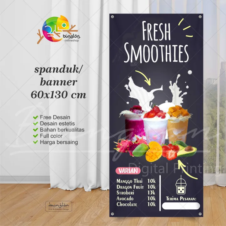 Spanduk Banner Fresh Smoothies, Smoothies Fruits Model Hitam | Lazada ...