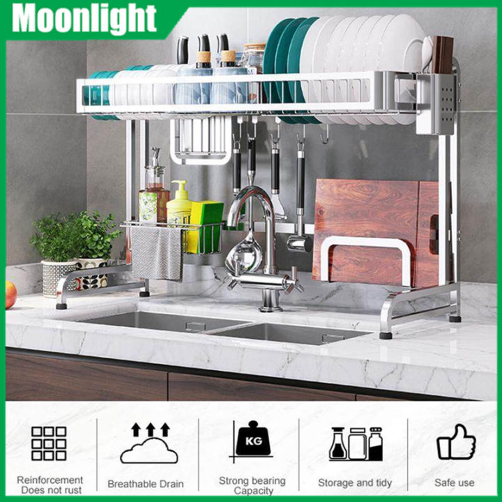 MOONLIGHT- Stainless Steel Dish Rack Drainer Kitchen Storage Drying ...