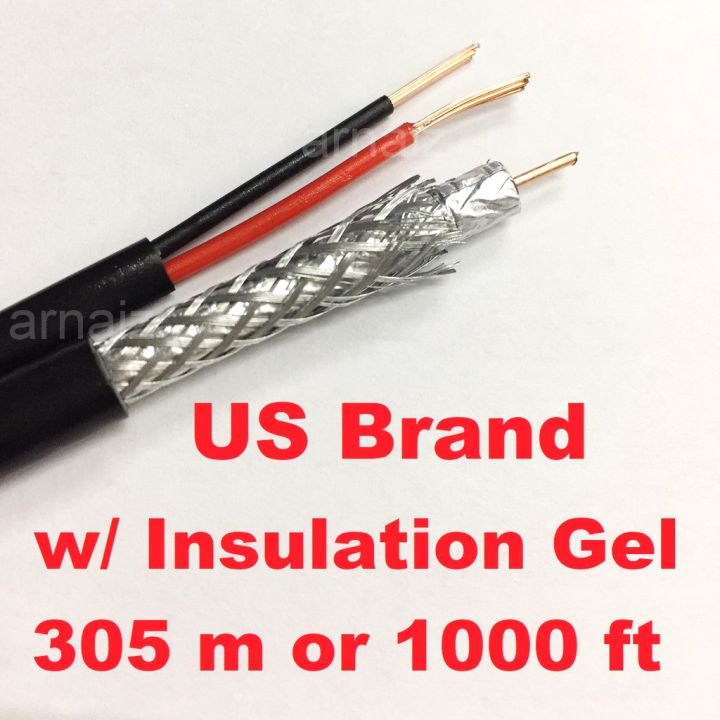 RG6 Siamese Cable CCTV Coaxial with Power DC US Brand 305 meters 1000 ...