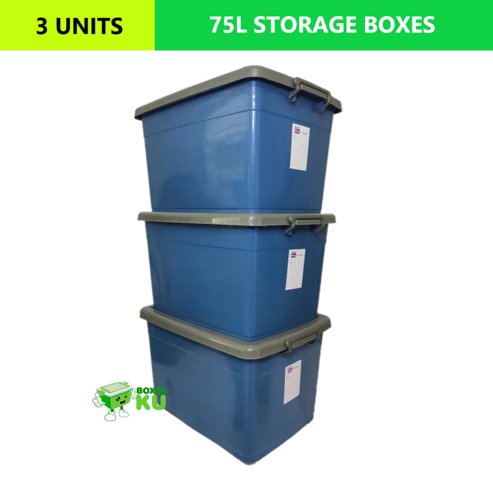 3 UNITS 75L PLASTIC STORAGE BOX / 3 UNIT 75L BEKAS SIMPANAN PLASTIK ...