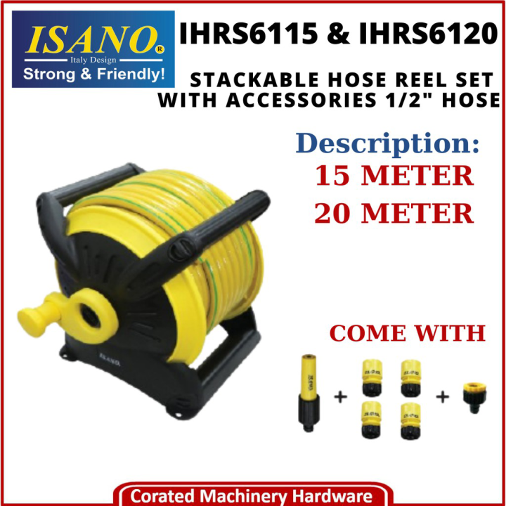 [CORATED] ISANO STACKABLE HOSE REEL SET WITH ACCESSORIES 1/2" HOSE ...