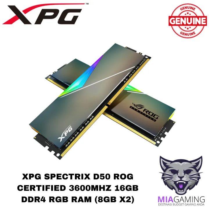 XPG SPECTRIX D50 ROG CERTIFIED 3600MHZ 16GB DDR4 RGB RAM (8GB X2) | Lazada